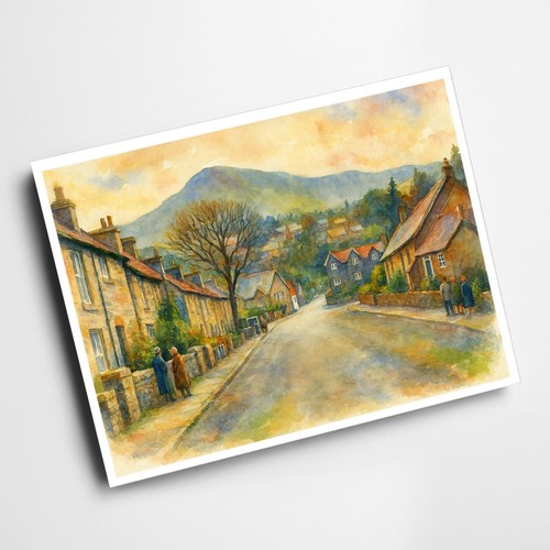 A6 PRINT - Church Street, Dolwyddelen (b) - Vintage Art Style | eBay UK