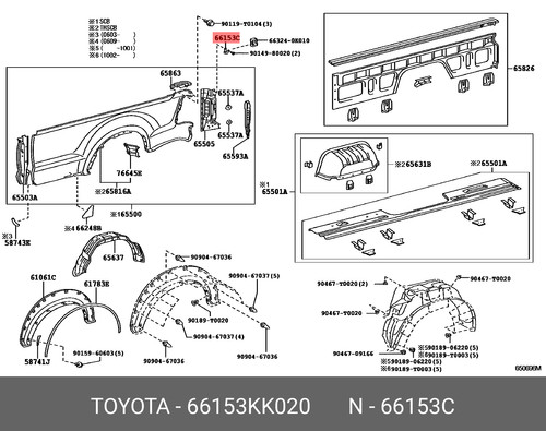 Genuine OE hook, tail gate latch, no.1 right, 66153KK020 for TOYOTA ...