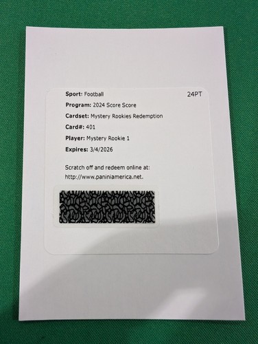 2024 Score mystery rookies redemption card 401. mystery rookie 1! | eBay