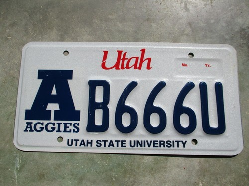 Utah Aggies license plate # B666U | eBay