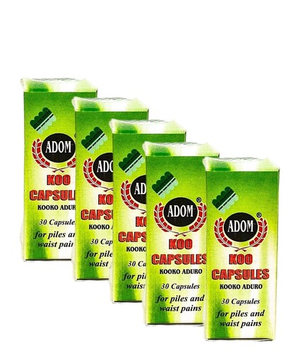 Adom Koo Capsules for relief of constipation & Waist Pains - 30caps × 5 ...