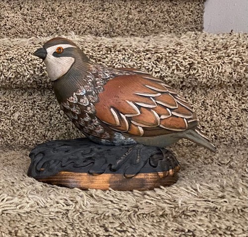 Tom Taber Vintage Quail Wood Carving Signed Hand Carved Hand Painted ...