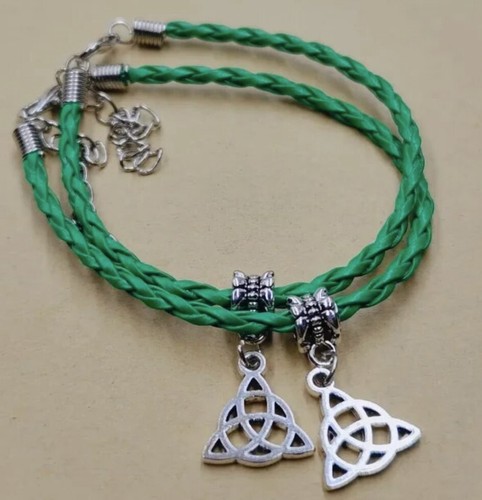Celtic Alloy Triquetra Bracelet/Anklet on Cord Up to 26.5cm length | eBay