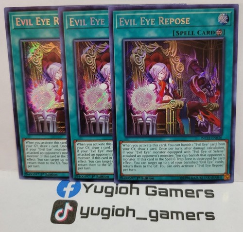 YUGIOH EVIL EYE REPOSE X3 INCH-EN036 1 ST EDITION SECRET LIGHT PLAYED ...