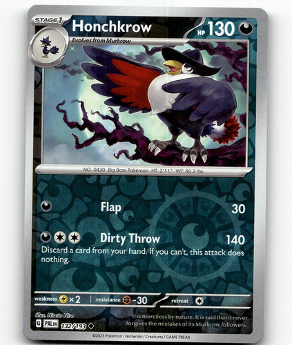 Pokemon Honchkrow Reverse Holo Paldea Evolved 132/193 | eBay