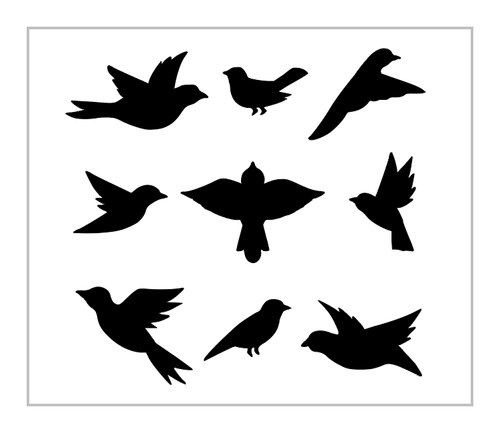 Flying Birds Sampler Stencil 9 Designs Robin Finch 8" x 10" Reusable ...