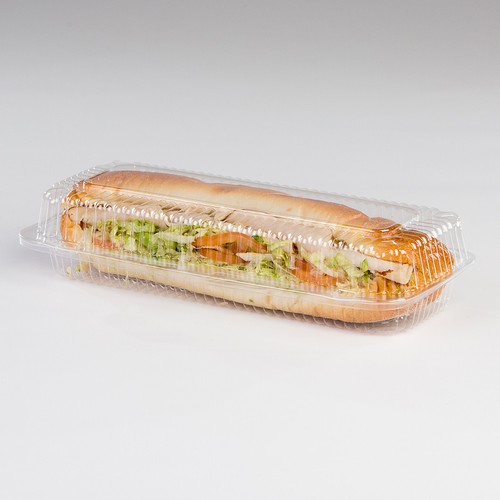 DFI LBH-551 11" x 3 1/2" x 2 1/2" Small Clear Hinged Plastic Container ...