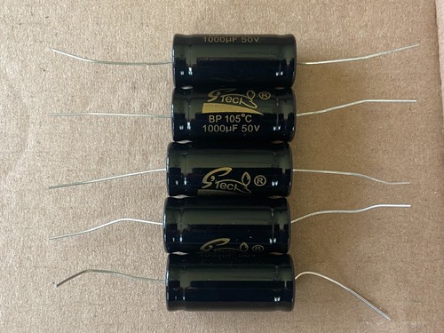 5 New Supertech 1000 uf 50v BIPOLAR Axial Capacitors Guitar Tube Amp ...