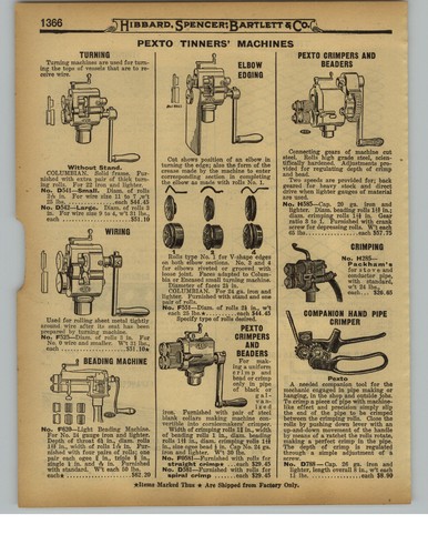 1929 PAPER AD 9 PG Tin Tinners' Worker Tools Pexto Beading Machine ...