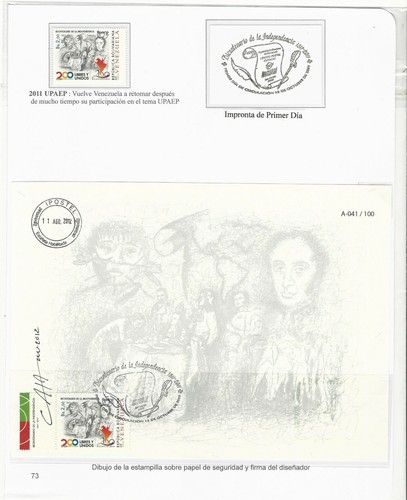 Venezuela: 2011; Scott 1714, set + special sheet signed, only 100 ...