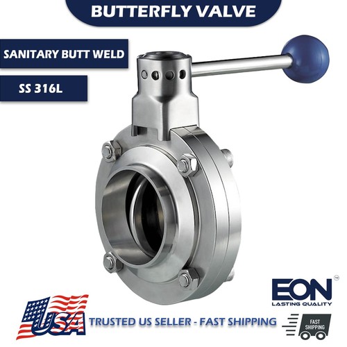 3" inch Butt Weld Sanitary Butterfly Valve Stainless Steel 316L Pull Handle | eBay