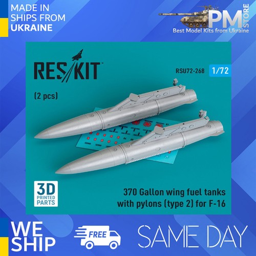 Reskit RSU72-0268 1/72 370 Gallon wing fuel tanks with pylons (type 2 ...