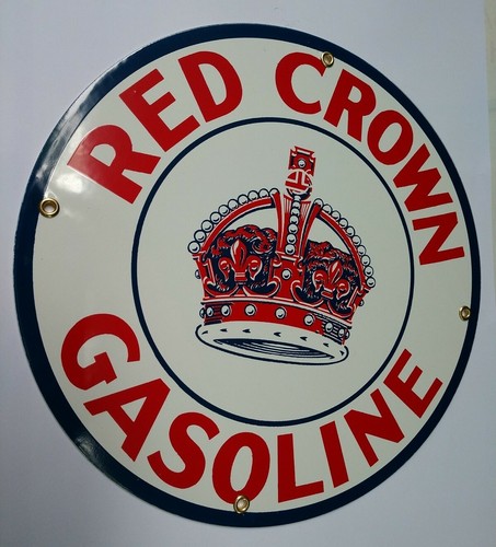 Red Crown Gas Oil Gasoline Porcelain Sign .. 10 or more ship for FREE ...