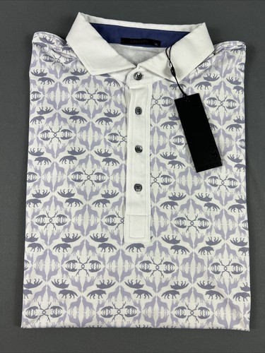 Greyson Golf Shirt Polo Sleeve Logo Wolf Labyrinth Print XL White NWT ...