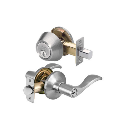 Satin Nickel Master Lock Wave Style Level Entry Door with Deadbolt Lock ...