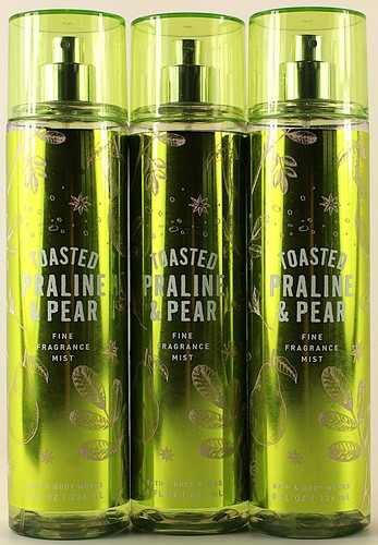 QTY 3 - Bath & Body Works TOASTED PRALINE PEAR Fine Fragrance Body Mist ...