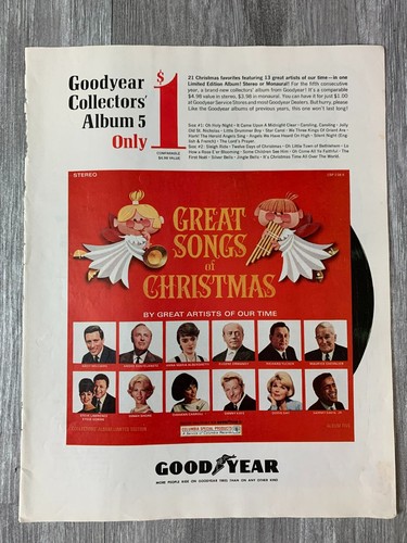 1965 GOODYEAR TIRES 10.5x13.5" Print Ad VG+ 4.5 Great Songs of ...