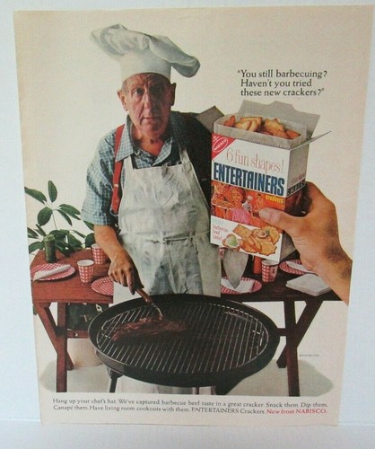 MAN BBQ NABISCO ENTERTAINERS CRACKERS 1960's 10.5" X 13.5" Magazine Ad ...