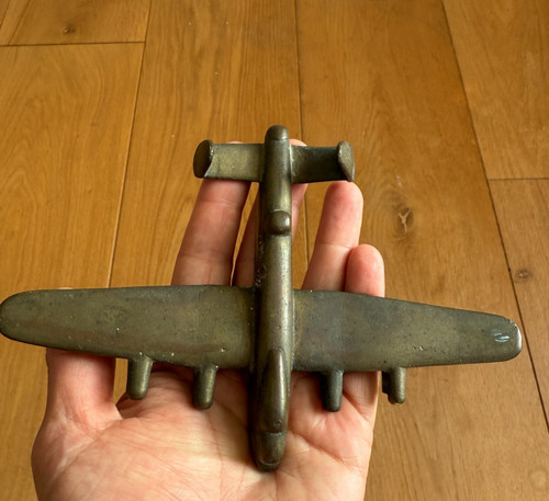 Vintage WWII Period Bronze Model of Avro Lancaster Bomber 18.5cm x 13 ...