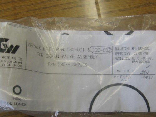 Repair Kit, 580-h Drain Valve P.N. 130-002 | eBay