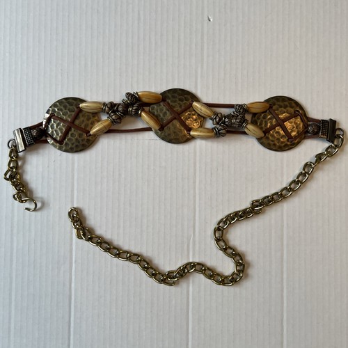 Chain Belt S-M Hammered Brass Conchos Beads | eBay