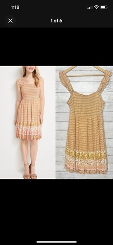 Maurices Floral Mixed Print Smocked Mini Dress Ruffle Sleeves Straps ...