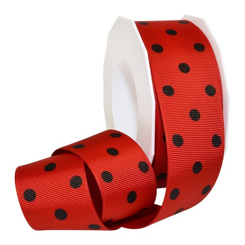 Grosgrain Ribbon 1 1/2" x 20 yd Red with Black dots 3908.38/20-609 | eBay