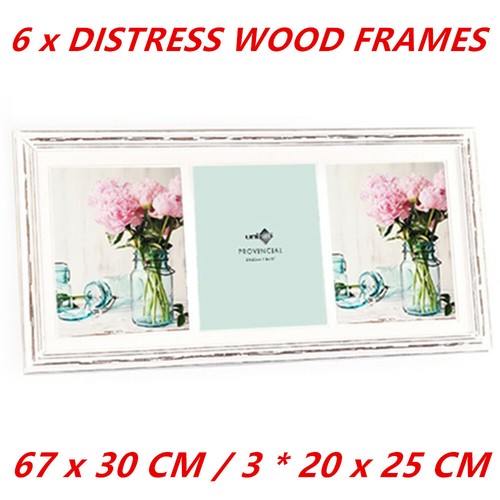6 x 3-Slot Picture Frame Distressed Wood Photo Frame Home Decor ...