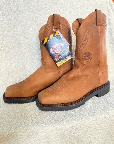 justin boots mens 11 1/2 EE Jmax SteelToe Sqaure Toe Made In USA 4519 ...