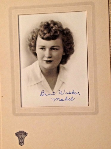 Vintage 1944 Real Graduation Photograph Picture Photo Pretty Girl Mabel ...