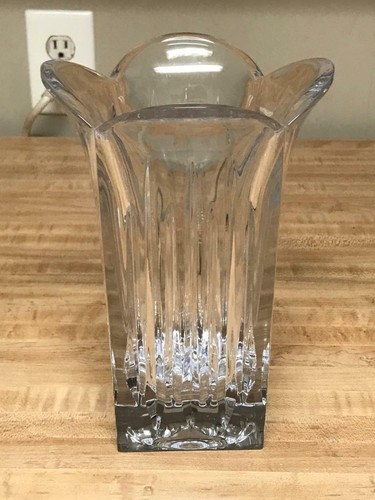 BEAUTIFUL, HEAVY LEAD CRYSTAL VASE, FLARED TOP BLOCK CRYSTAL 6 LBS,8 3/ ...
