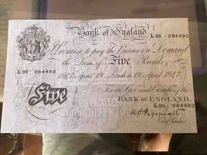 White Five Pound Note in English Banknotes Pre-1952 for sale | eBay