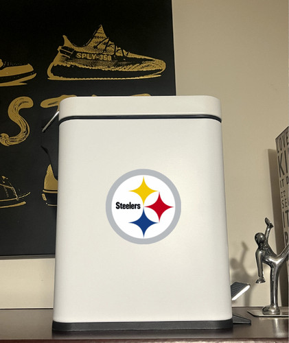 Pittsburgh Steelers NFL Team Logo White Stainless Steel Trash Can 1.3 ...