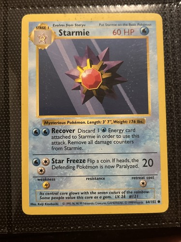 Pokémon TCG Starmie Base Set 64/102 Regular Shadowless Common | eBay
