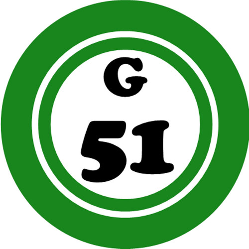 G 51 G51 Bingo Ball - 3 Inch Circle Sticker 3" x 3" - Hobby Number ...