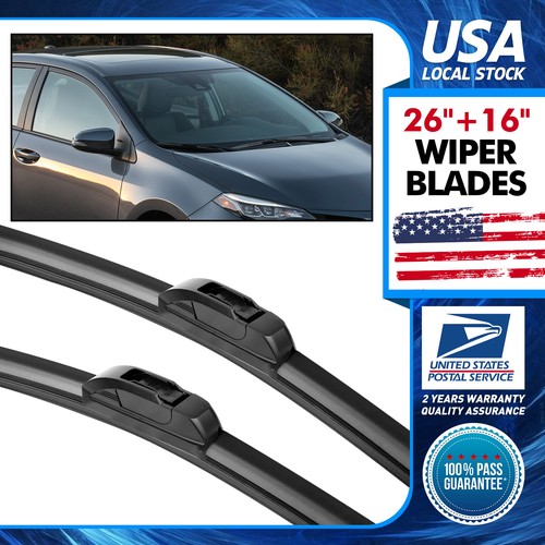 26"&16" Windshield Wiper Blades Silent High Speed Efficient Reliable J ...