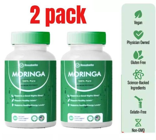 2Pack of Rosabella Moringa Capsules (800mg) for Immune Support, Gut ...