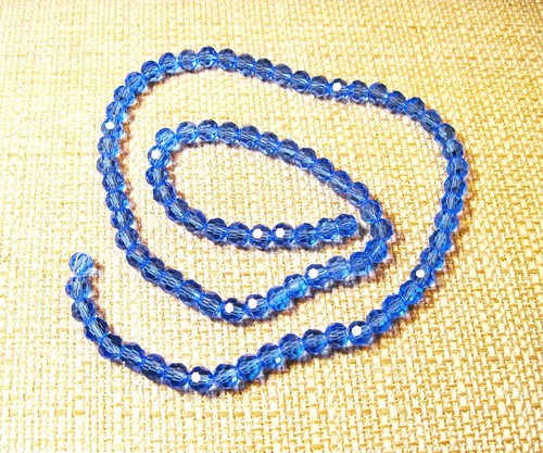 Beautiful 20" Extra Long Strand of 6mm Round Blue Crystal Beads Lot# Z8 ...