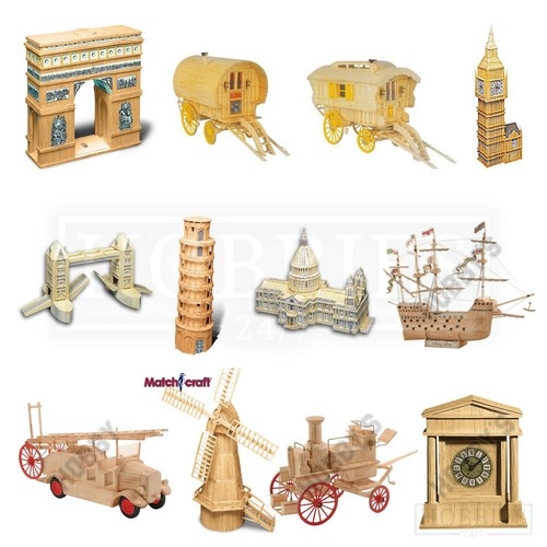 Matchstick Model Kits Wooden Modelling Match Craft Buildings Vehicles ...