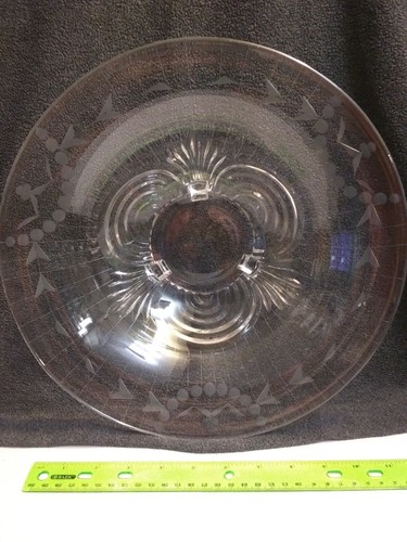 Vintage Paden City Glass Footed Console Bowl UNUSUAL ETCHED PATTERN | eBay
