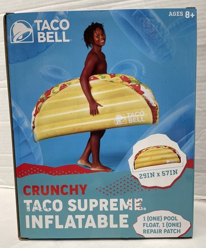 Taco Bell Inflatable Crunchy Taco Supreme Pool Lounge Float 29" X 57 ...