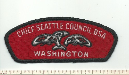 DO SCOUT BSA CSP CHIEF SEATTLE COUNCIL WASHINGTON BLK RE SOLID RED BKG ...