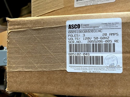 ASCO 91832031XC47L Asco 918 lighting contactor 3 pole with 2 wire ...