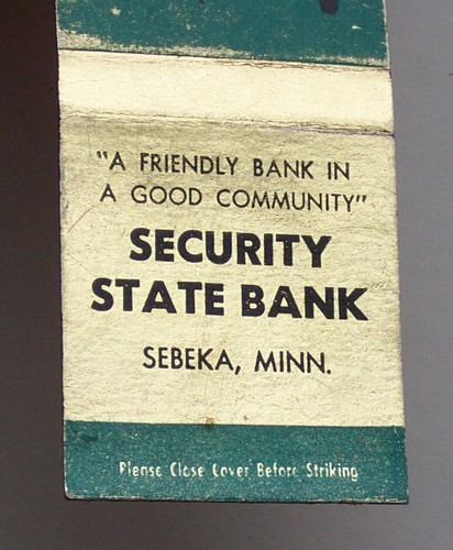 1960s Security State Bank Sebeka MN Wadena Co Matchbook Minnesota | eBay