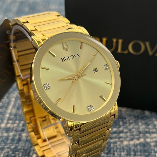Bulova Futuro Modern 97D115 Champagne Dial Gold-Tone Quartz Watch Men's ...