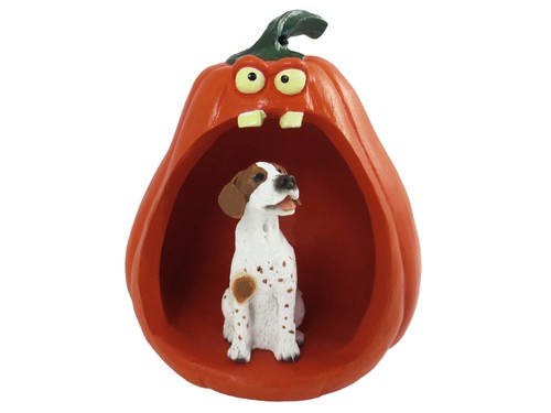 Pointer Brown & White Halloween Statue Figurine and Spooky Pumpkin | eBay
