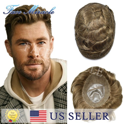 Full Poly Toupee for Men Human Hair System 0.1MM Skin PU Toupee Hair ...