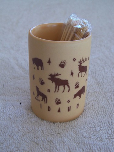 Ceramic Toothpick Holder; Idaho Wildlife Motif Moose Bear Elk Wolf Shot Glass | eBay
