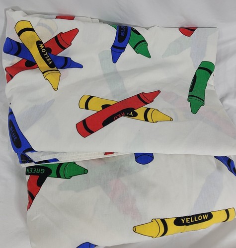 Vintage Perfect Fit Crayons Full Double Sheet Set Flat & Fitted 80s USA ...