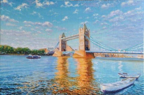 Landscape "Tower Bridge" Oil Painting 30x45cm | eBay